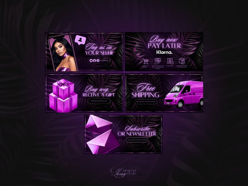 Hair Website Banner Kit: Neon Tropical Design (canva Template) - Etsy