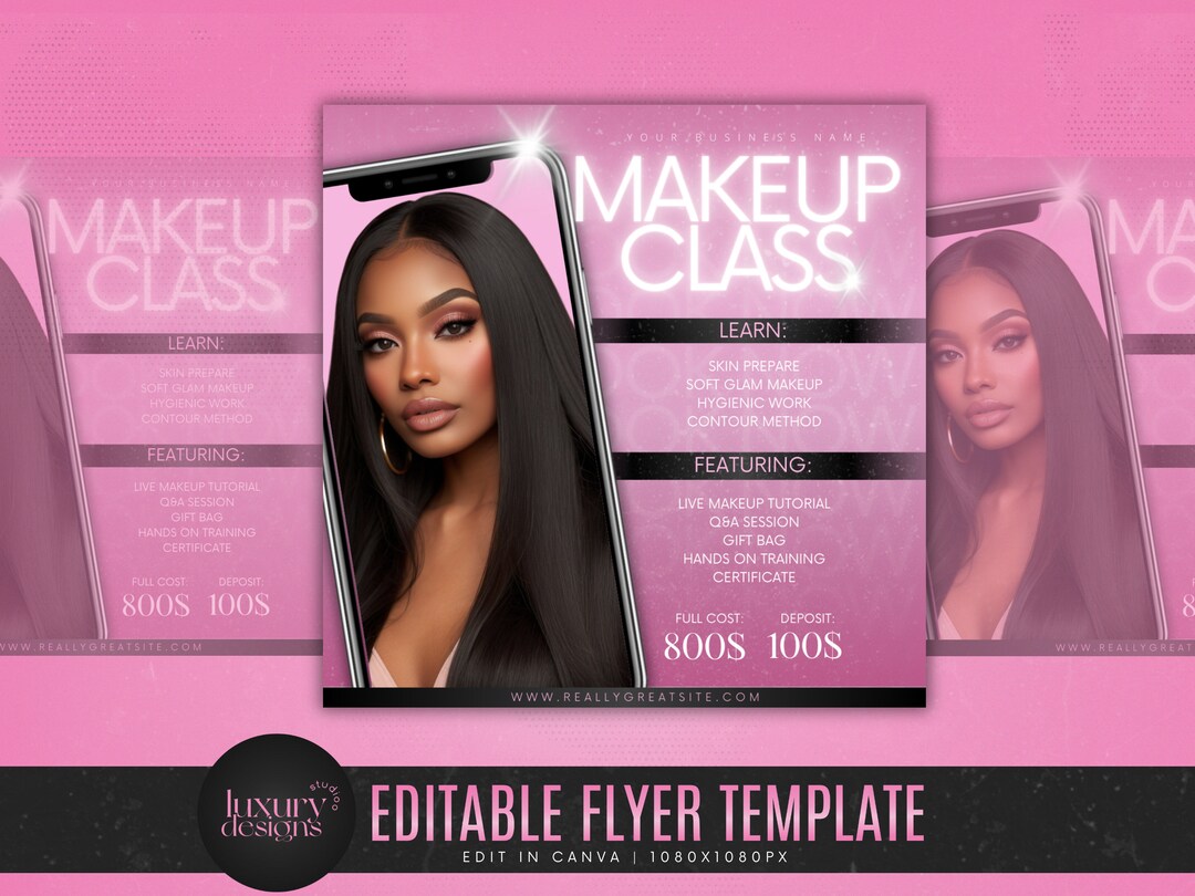 Makeup, Lashes, Hair, Masterclass Flyer, Makeup Class Flyer, Makeup ...