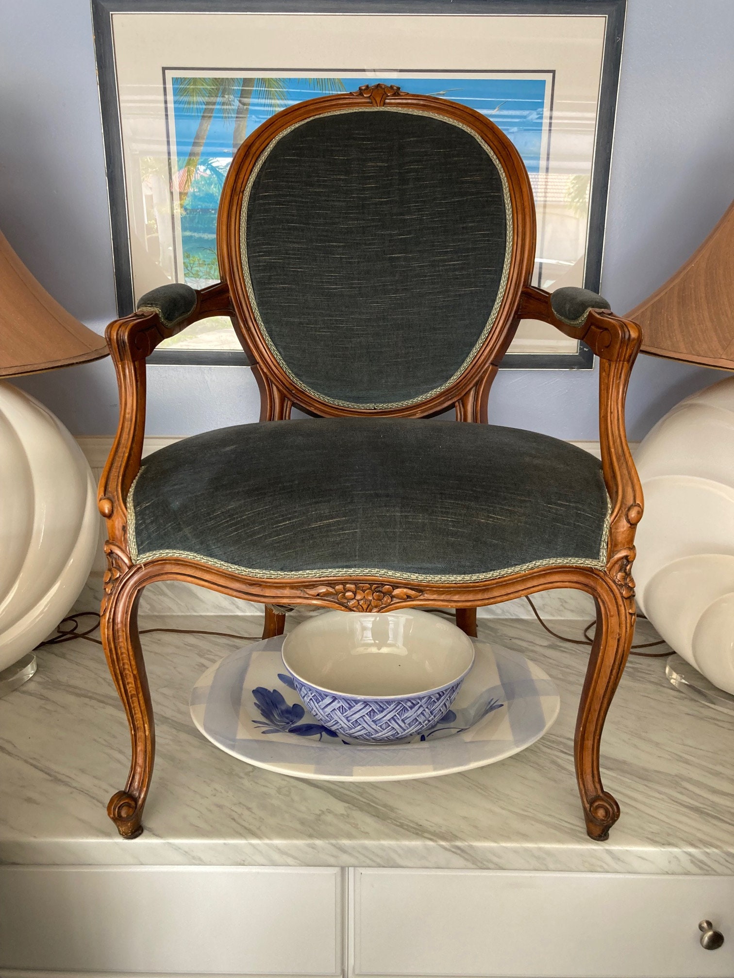 1880's French Provincial Cushioned Chair With Padded Armrests - Etsy