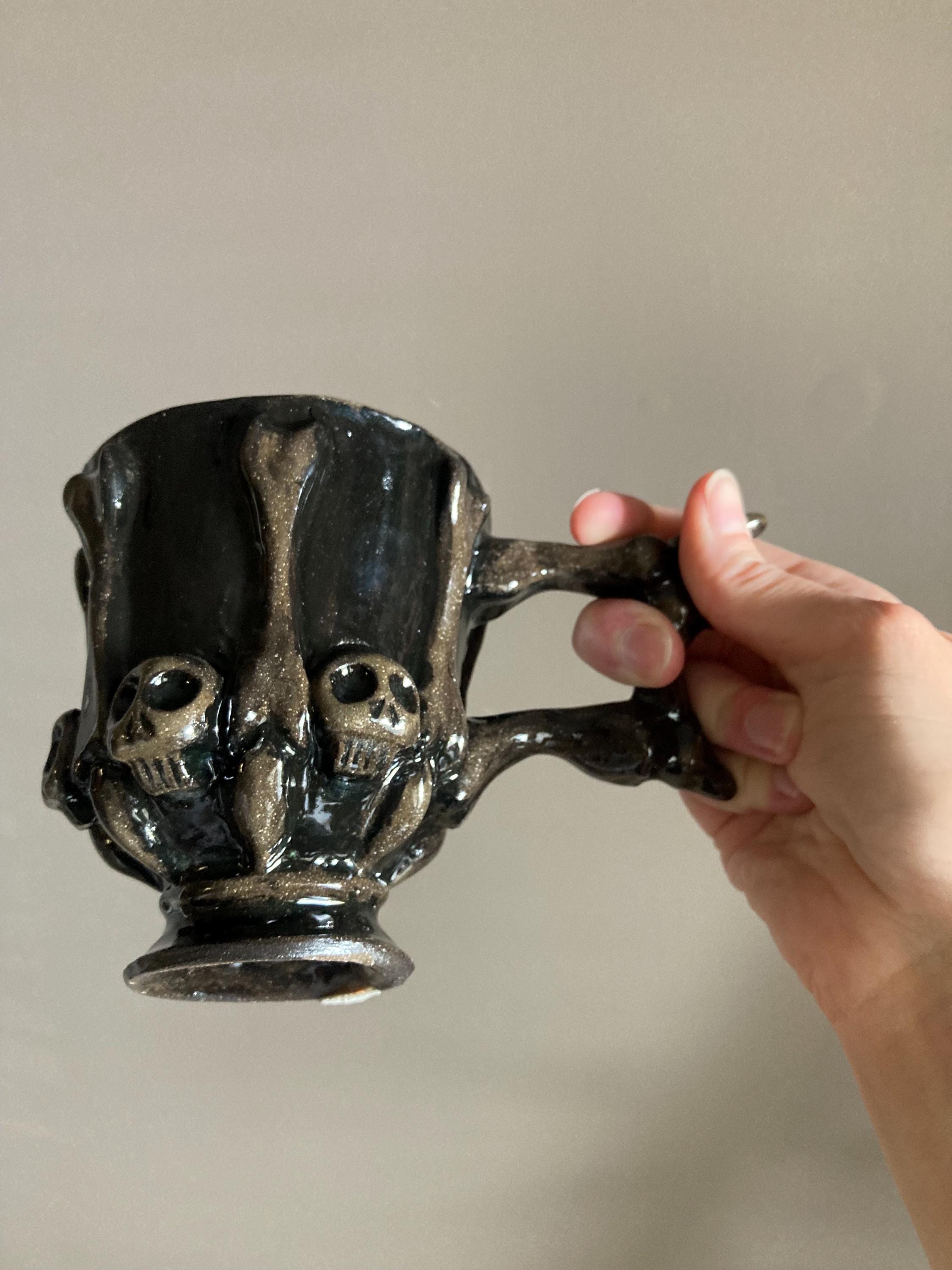 Skeletal Halloween Coffee Mug- Gothic Style Teacup Mugs With Sculptural ...