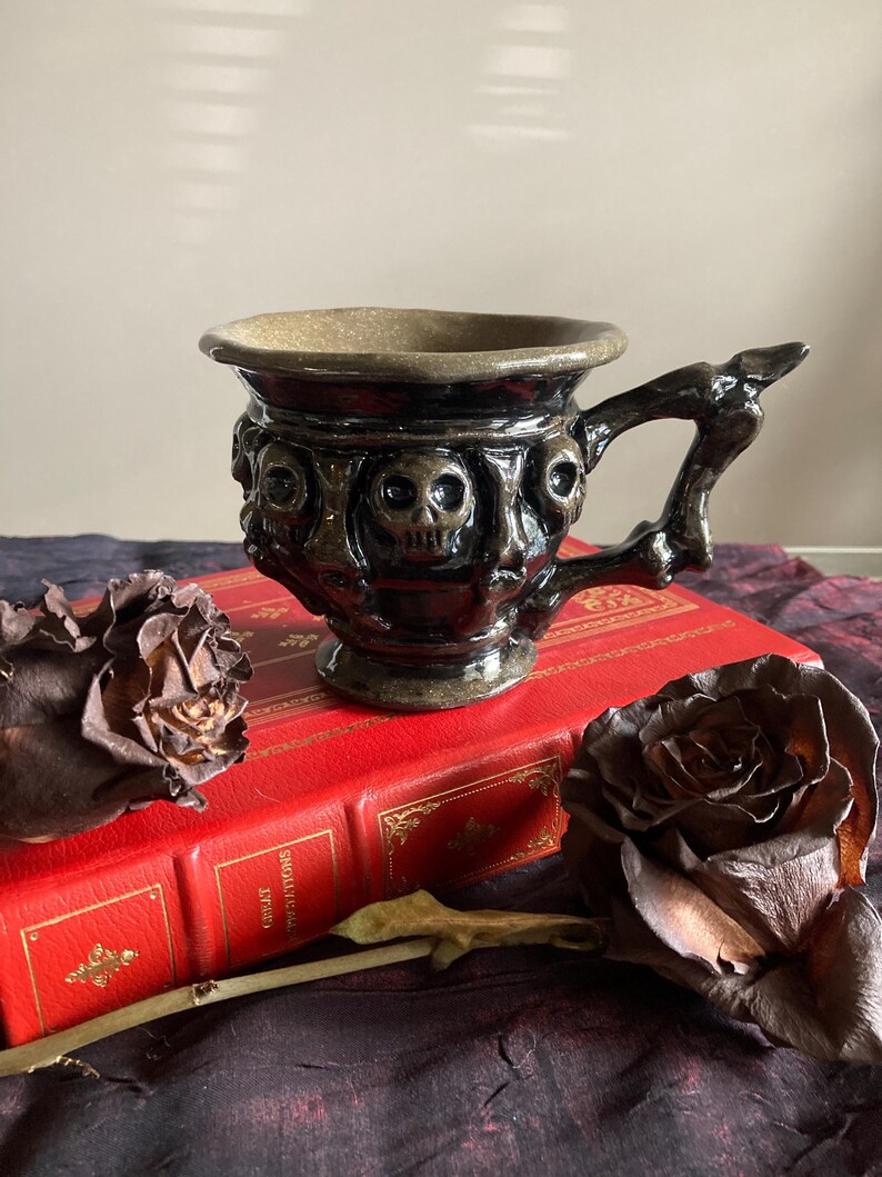 Skeletal Halloween Coffee Mug- Gothic Style Teacup Mugs With Sculptural ...