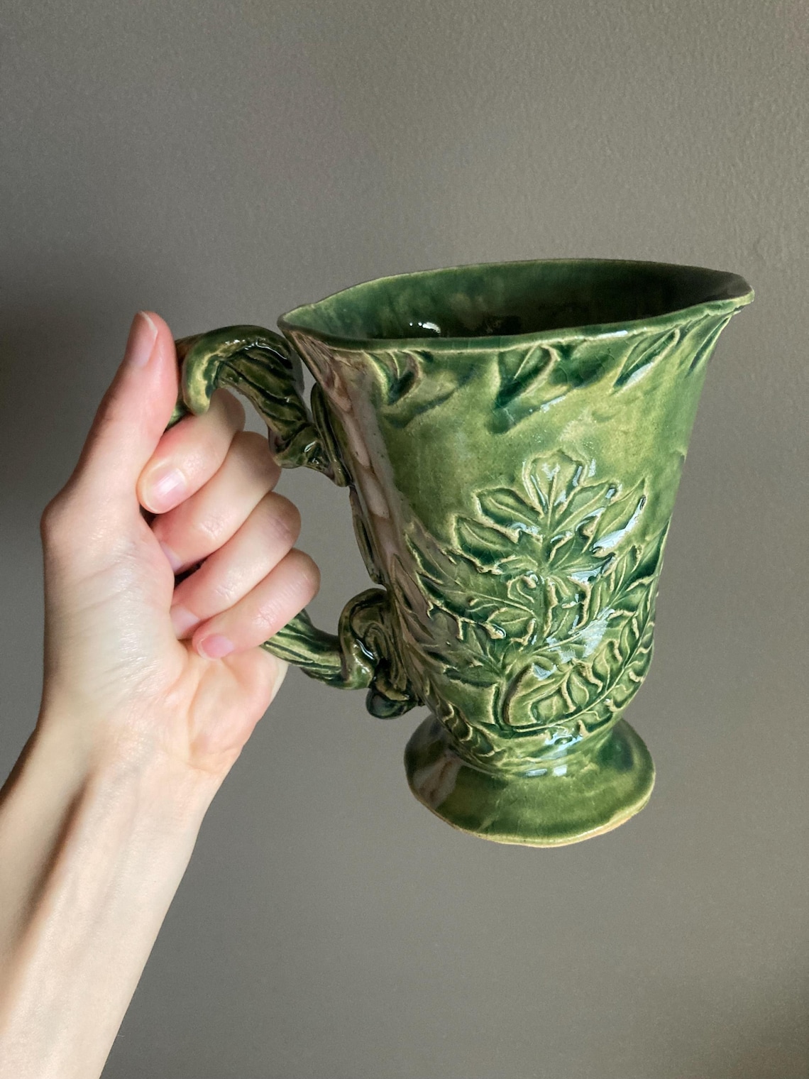Seasonal Fern Leaf Coffee Mug Hand Built Ceramic Cup Embossed With ...