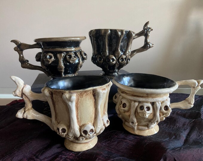 Skeletal Halloween Coffee Mug Gothic Style Teacup Mugs With Sculptural ...