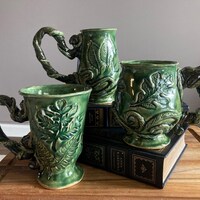 Two Leaf Inspired Handless Mugs/tumblers - Etsy