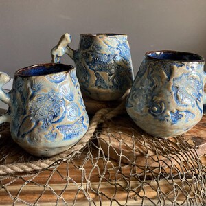 Textured Fossil Mug- Handmade Ceramic Coffee and Tea Mug With Embossed ...