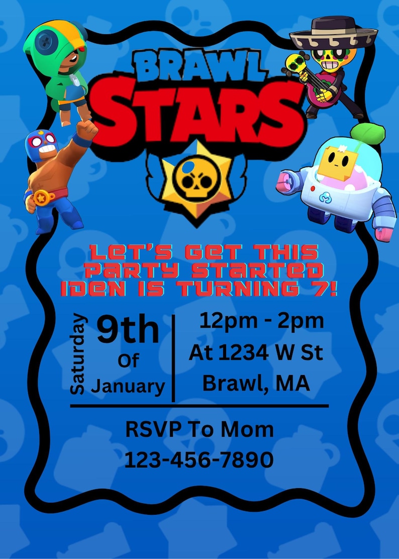 Brawl Stars Birthday Party Invitation (digital Image Only) - Etsy