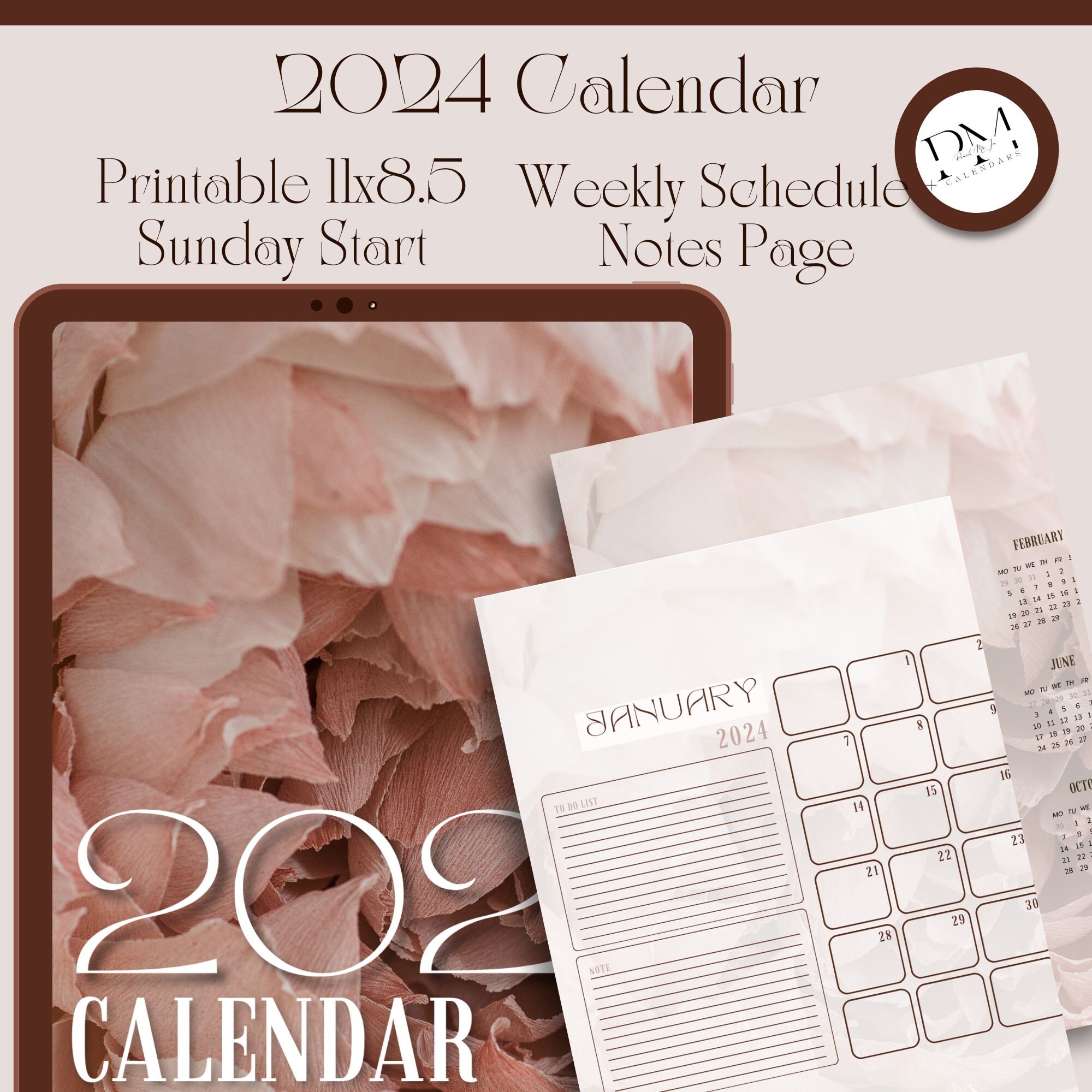 2024 Boho Calendar Natural Aesthetic Calendar Daily Weekly - Etsy