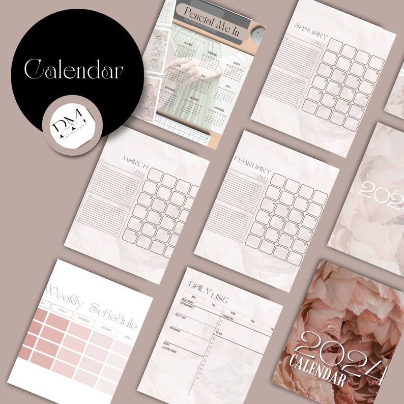 2024 Boho Calendar Natural Aesthetic Calendar Daily Weekly - Etsy