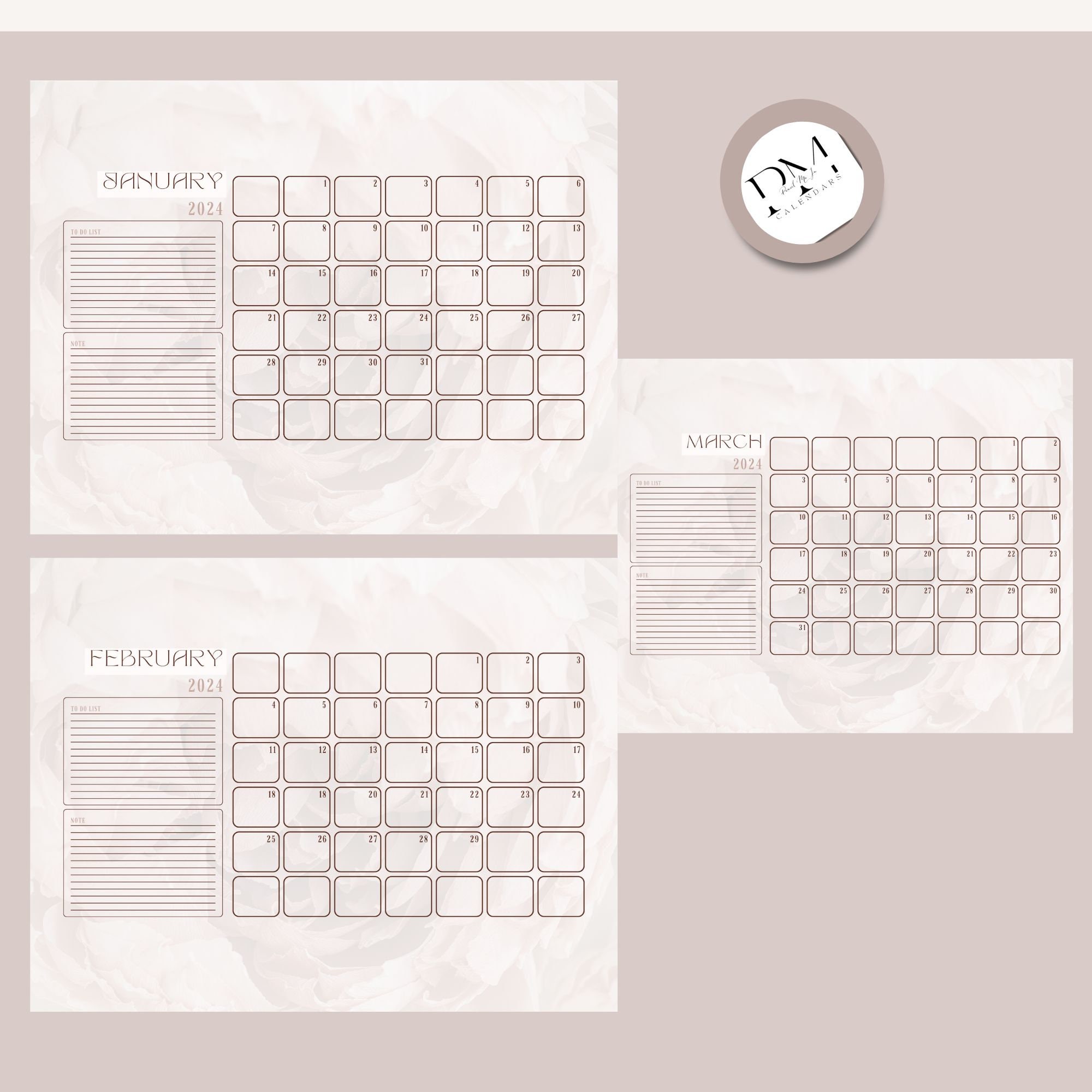 2024 Boho Calendar Natural Aesthetic Calendar Daily Weekly - Etsy