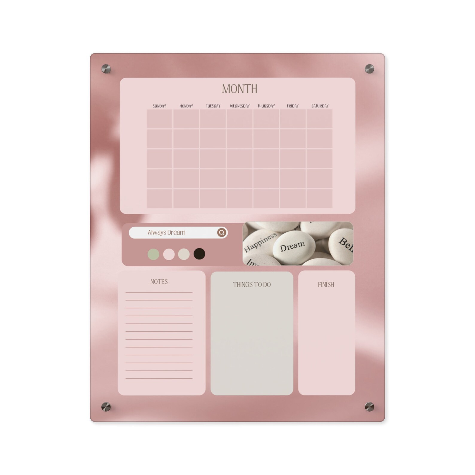 Acrylic Wall Calendar, Acrylic Calendar, Everyday Calendar, Pink Daily ...