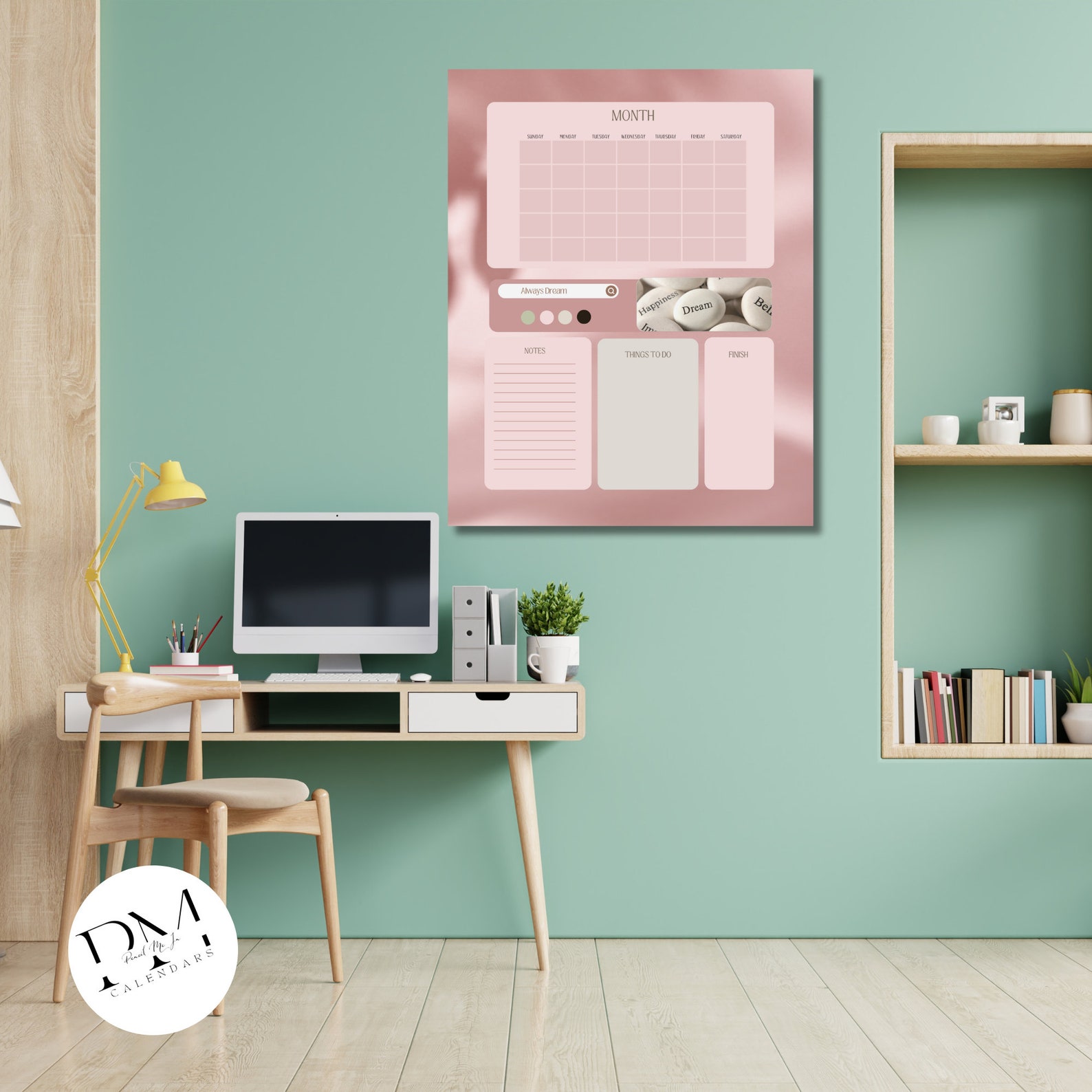 Acrylic Wall Calendar, Acrylic Calendar, Everyday Calendar, Pink Daily ...