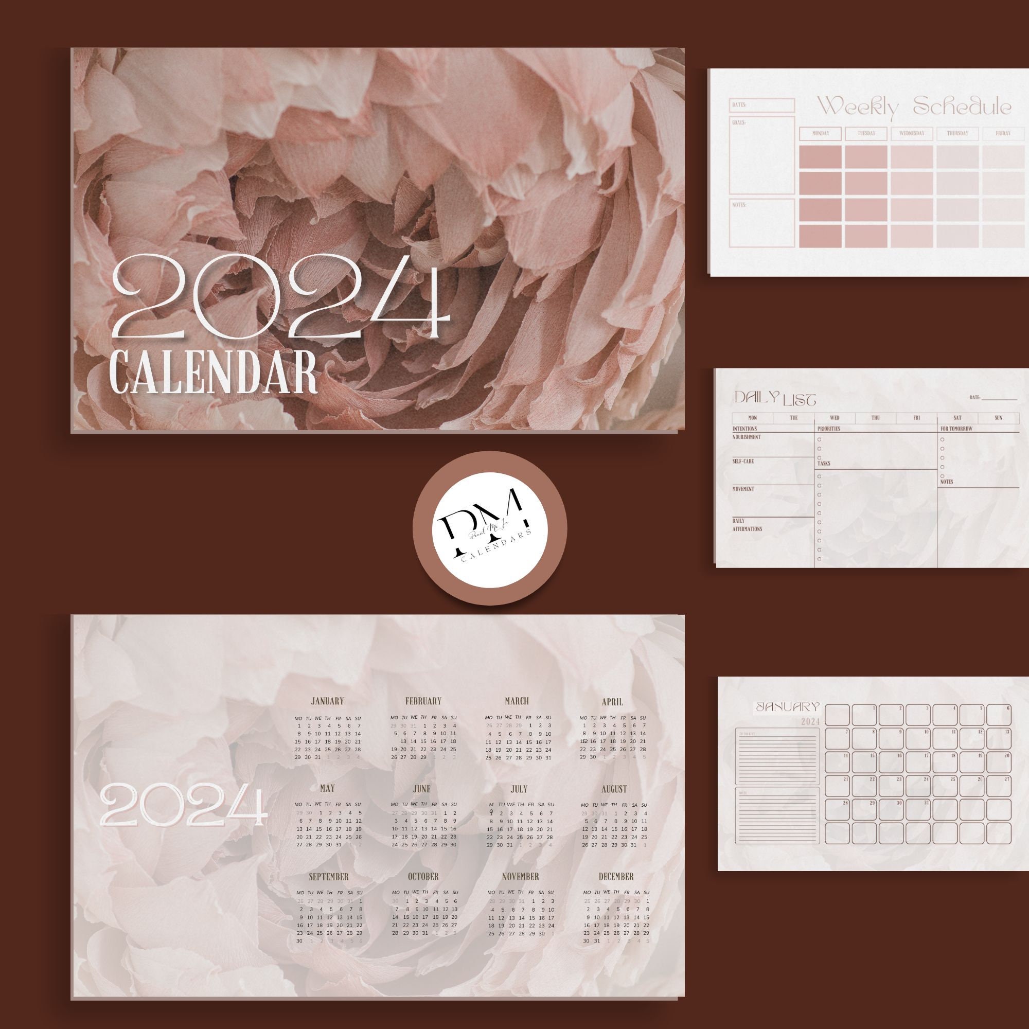 2024 Boho Calendar Natural Aesthetic Calendar Daily Weekly - Etsy
