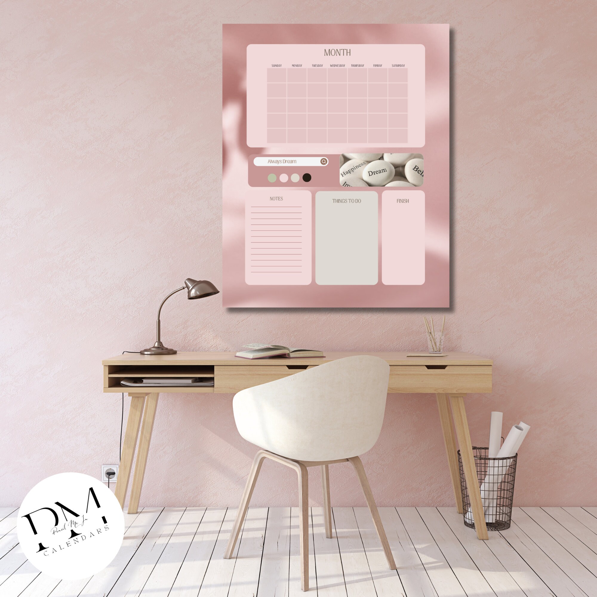 Acrylic Wall Calendar, Acrylic Calendar, Everyday Calendar, Pink Daily ...