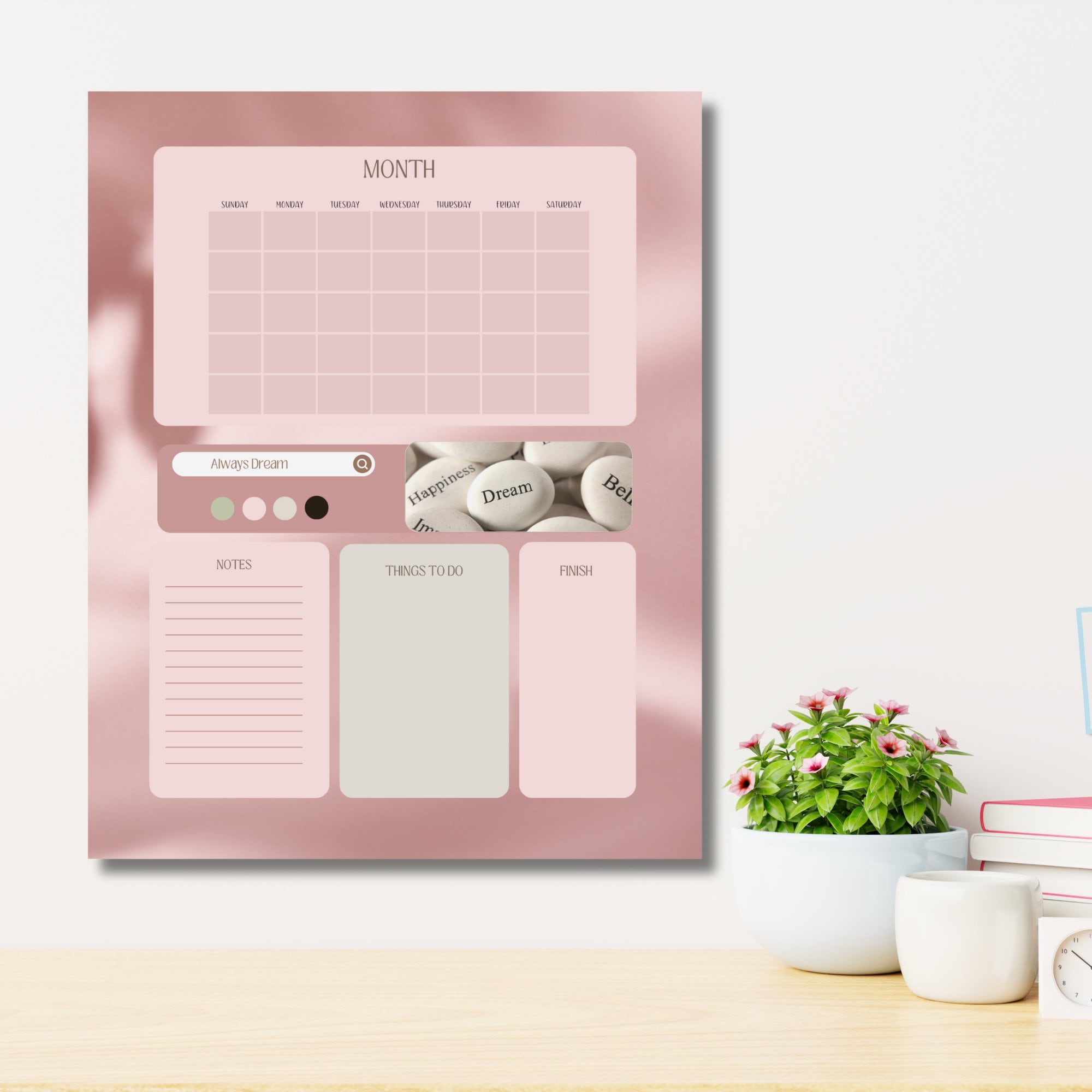 Acrylic Wall Calendar, Acrylic Calendar, Everyday Calendar, Pink Daily ...