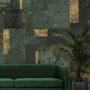 Royal Green Gold Stencil Tiles, Old, Boho Retro, Painting Bathroom ...