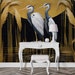 Stork Wallpaper With Gold Background Plants, Removable Peel Stick ...