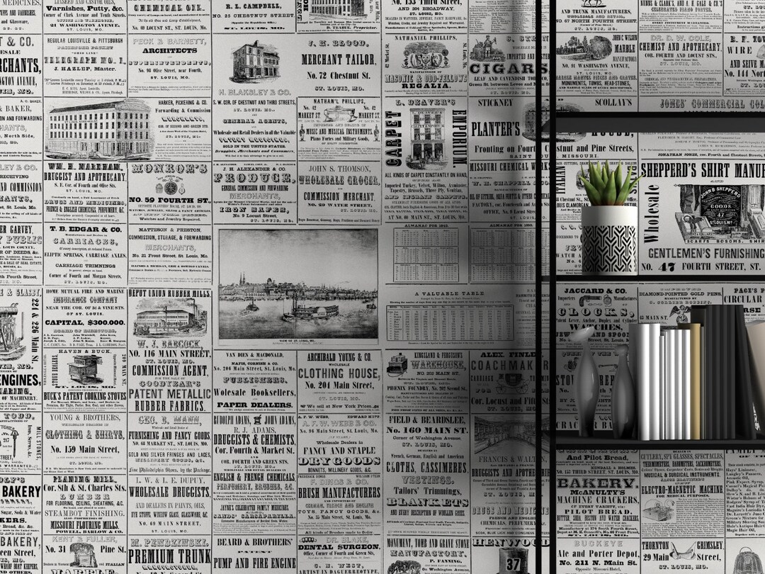 Peel Stick Vintage Mural Newspaper Wallpaper Removable Non Woven Vinyl ...