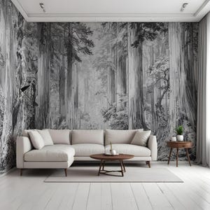 Black and White Forest Wallpaper- Removable Peel Stick and Traditional ...