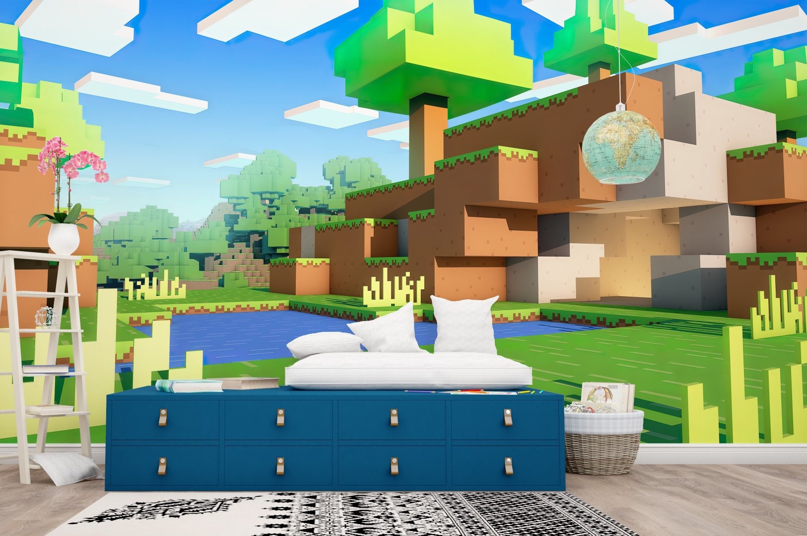 Minecraft Wallpaper for Kids Room / Removable Traditional Peel Stick - Etsy