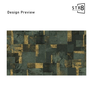 Royal Green Gold Stencil Tiles, Old, Boho Retro, Painting Bathroom ...