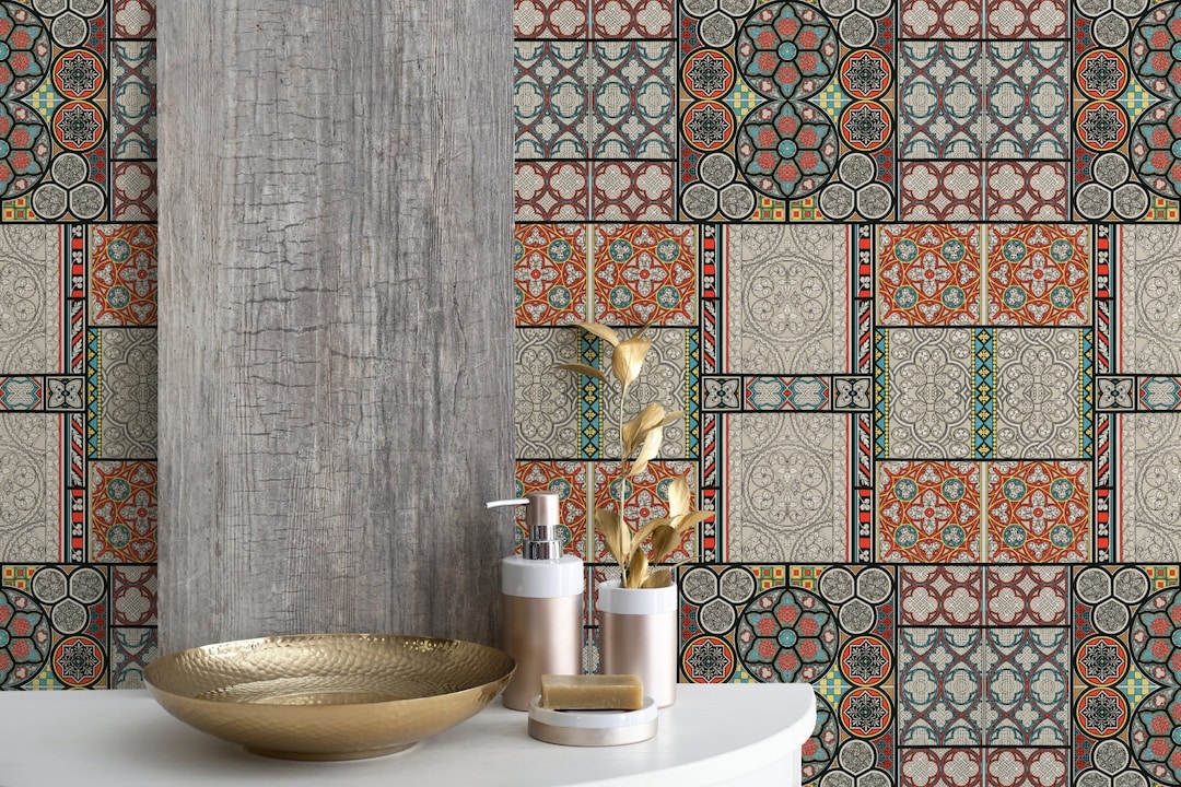 Mughal Mural Wallpaper: Indian Tile Pattern, Removable Peel & Stick or ...