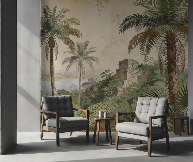 Indian Jungle Wallpaper Jungle Peel Stick Palm Tree Mural Removable ...