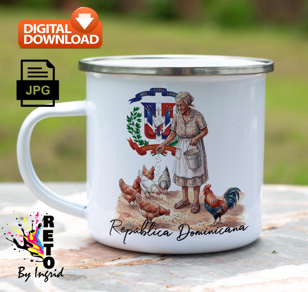 Dominican Republic Mug Template, Creole Pride, Rural Scene (JPG Digital ...