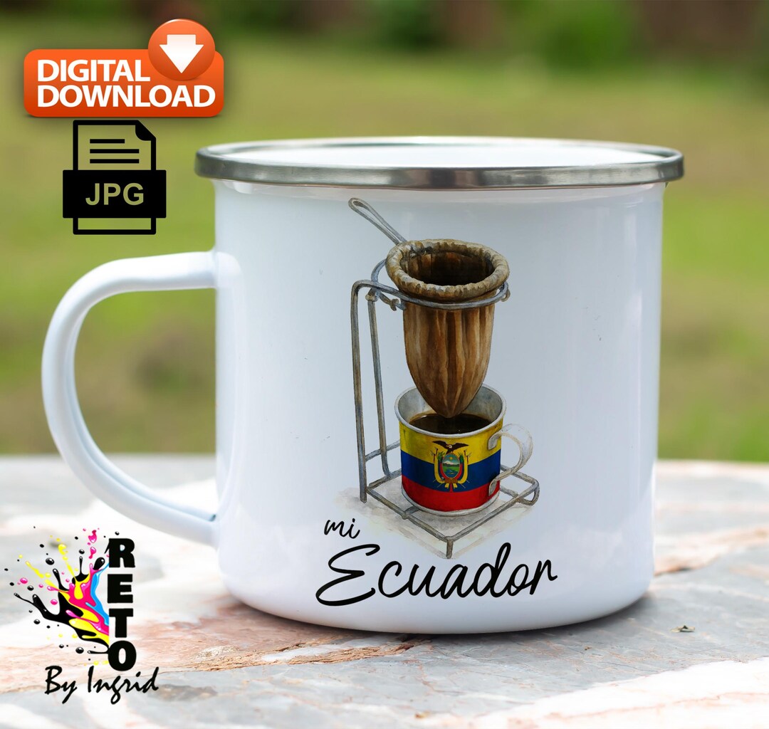 Ecuadorian Coffee Mug Sublimation Design: Chuspa & Flag (JPG Digital ...