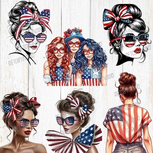 Patriotic Girls PNG Clipart Pack, 4th of July PNG Instant Download ...