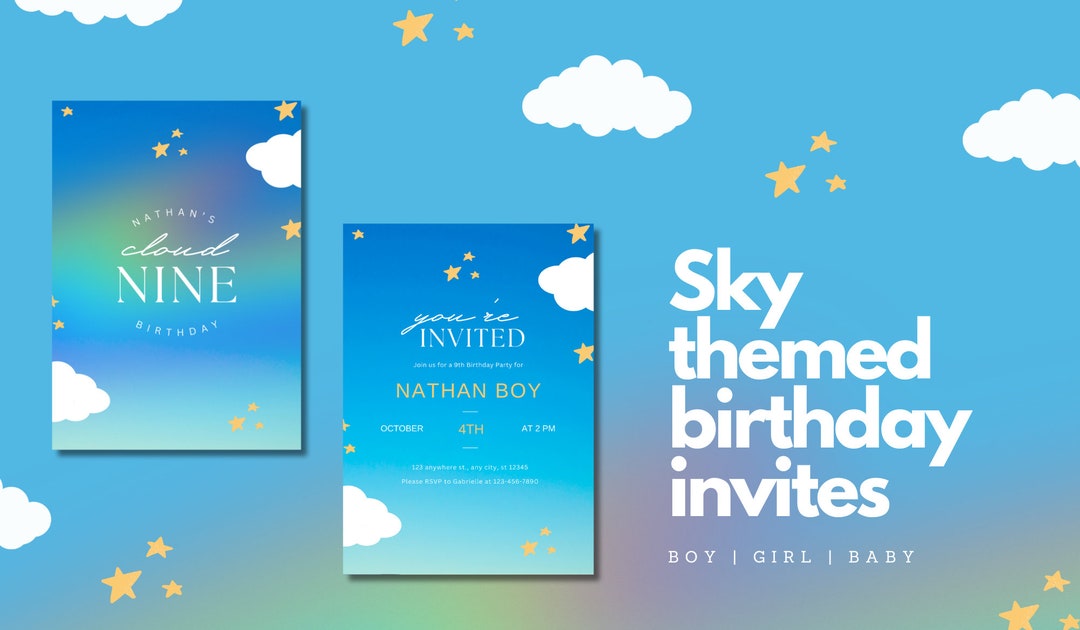 Sky Themed Birthday Party Invite - Etsy