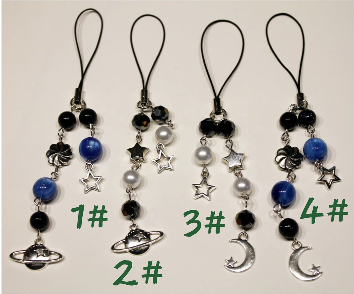 Space Themed Keychains, Moon and Star Phone Charms, Galaxy, Planet ...