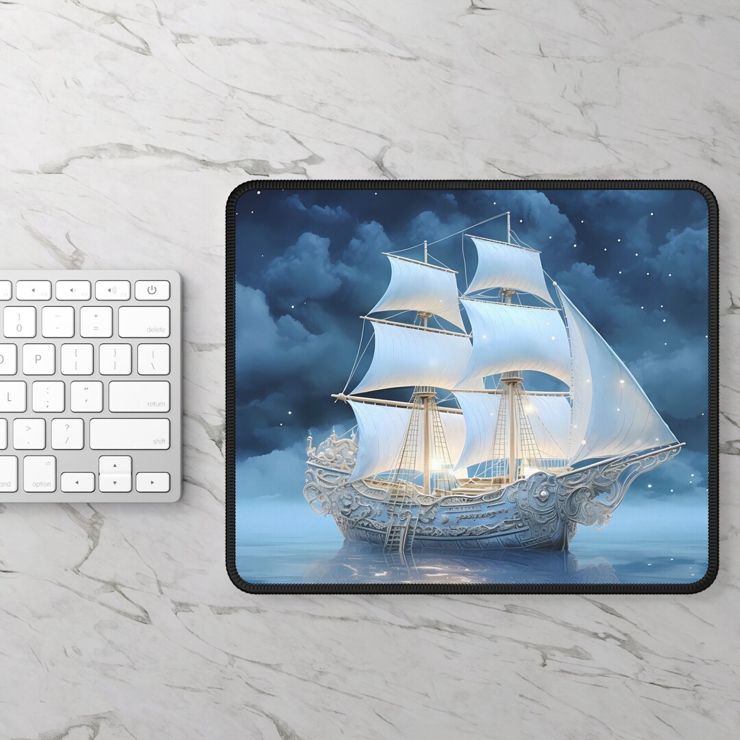 Night Ship Mouse Pad, Blue Ocean Mouse Pad, Nature Mouse Pad, Beach ...