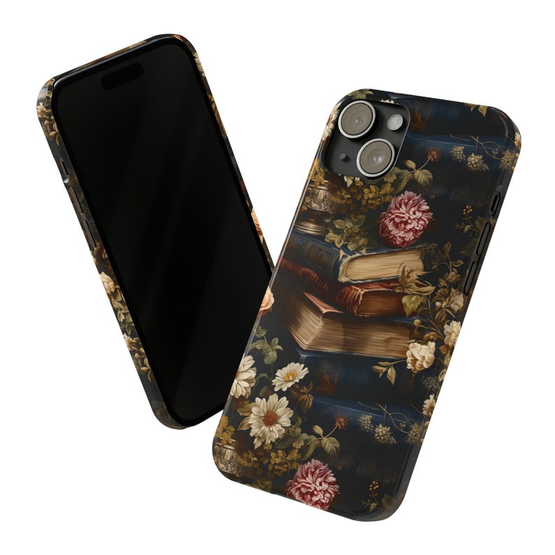 Book Phone Case, Floral Book iPhone Case, Vintage Books Cellphone Case ...