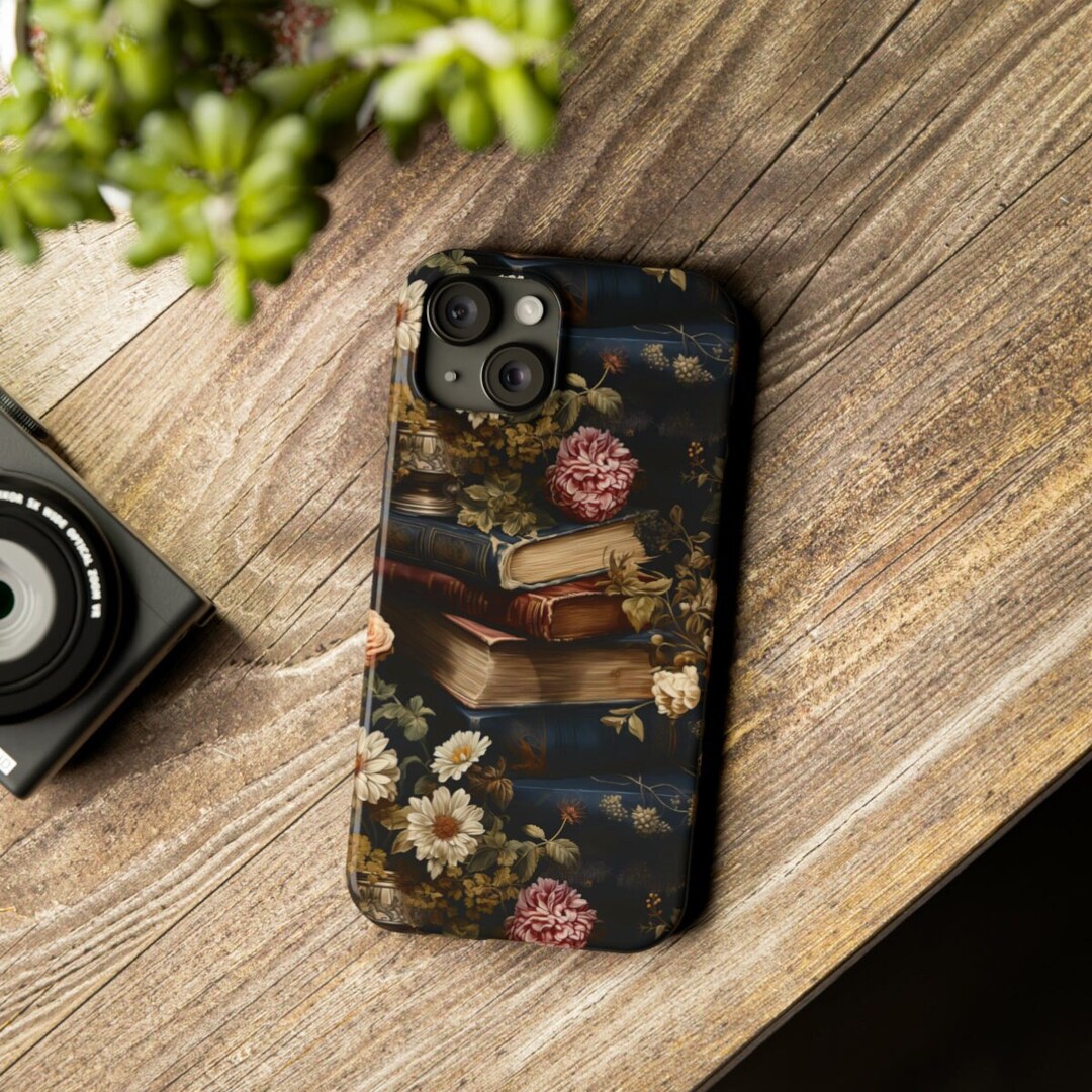 Book Phone Case, Floral Book iPhone Case, Vintage Books Cellphone Case ...
