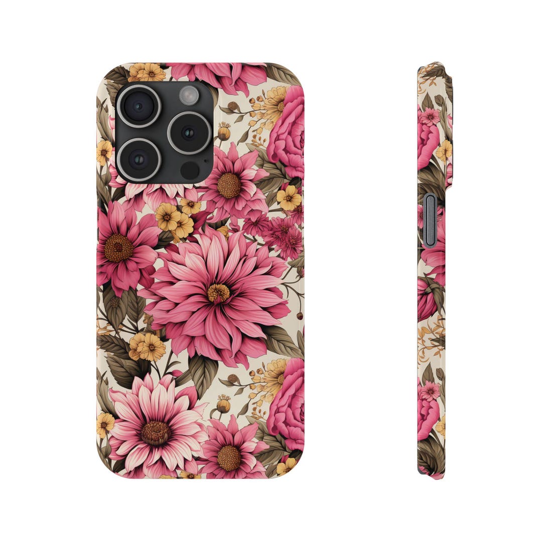 IPhone 16 Pink and White Flower Case, Floral Phone Case, Floral Case, Aesthetic Cellphone Case ...