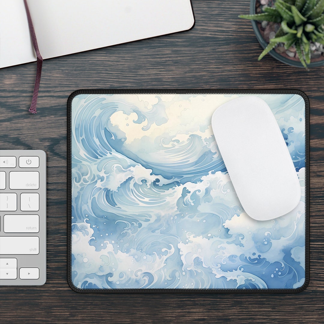 Blue Waves Mouse Pad, Blue Ocean Mouse Pad, Nature Mouse Pad, Beach ...