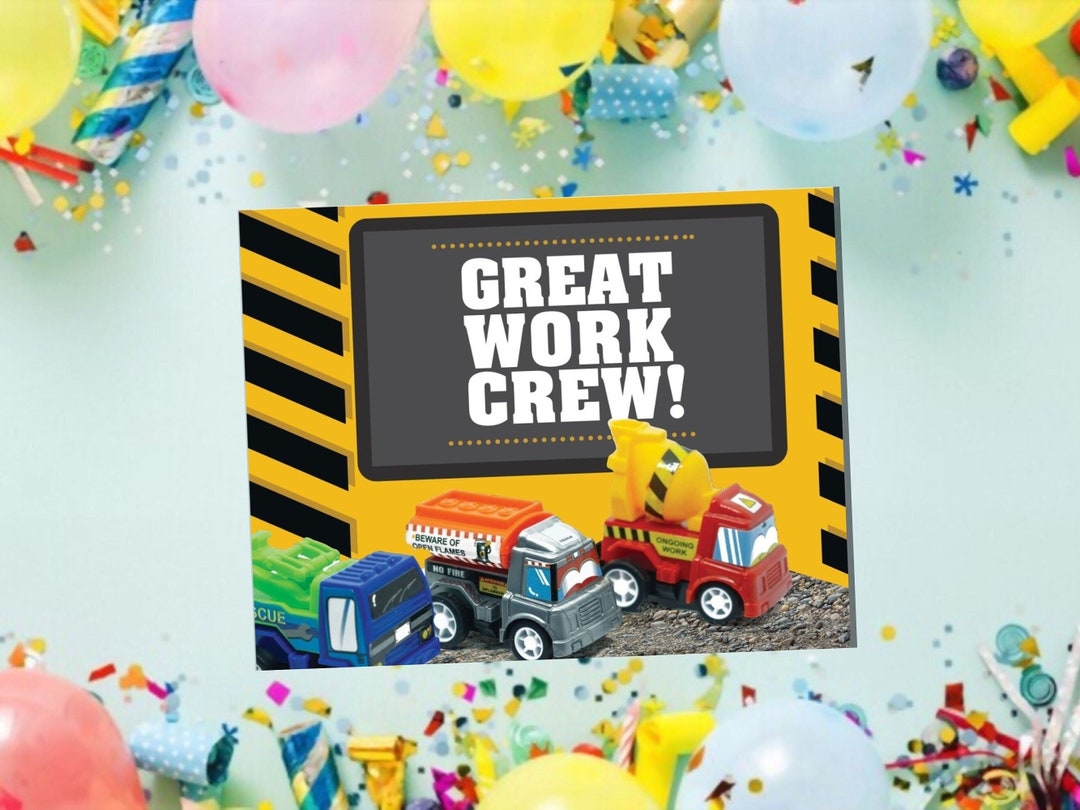 Construction Birthday Thank You Cards: Crew Celebration (canva Design ...