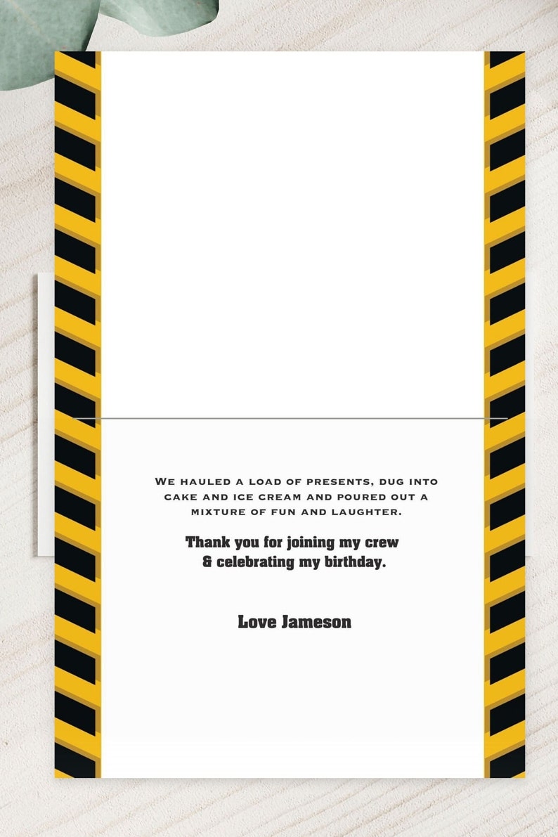 Construction Birthday Thank You Cards: Crew Celebration (canva Design ...
