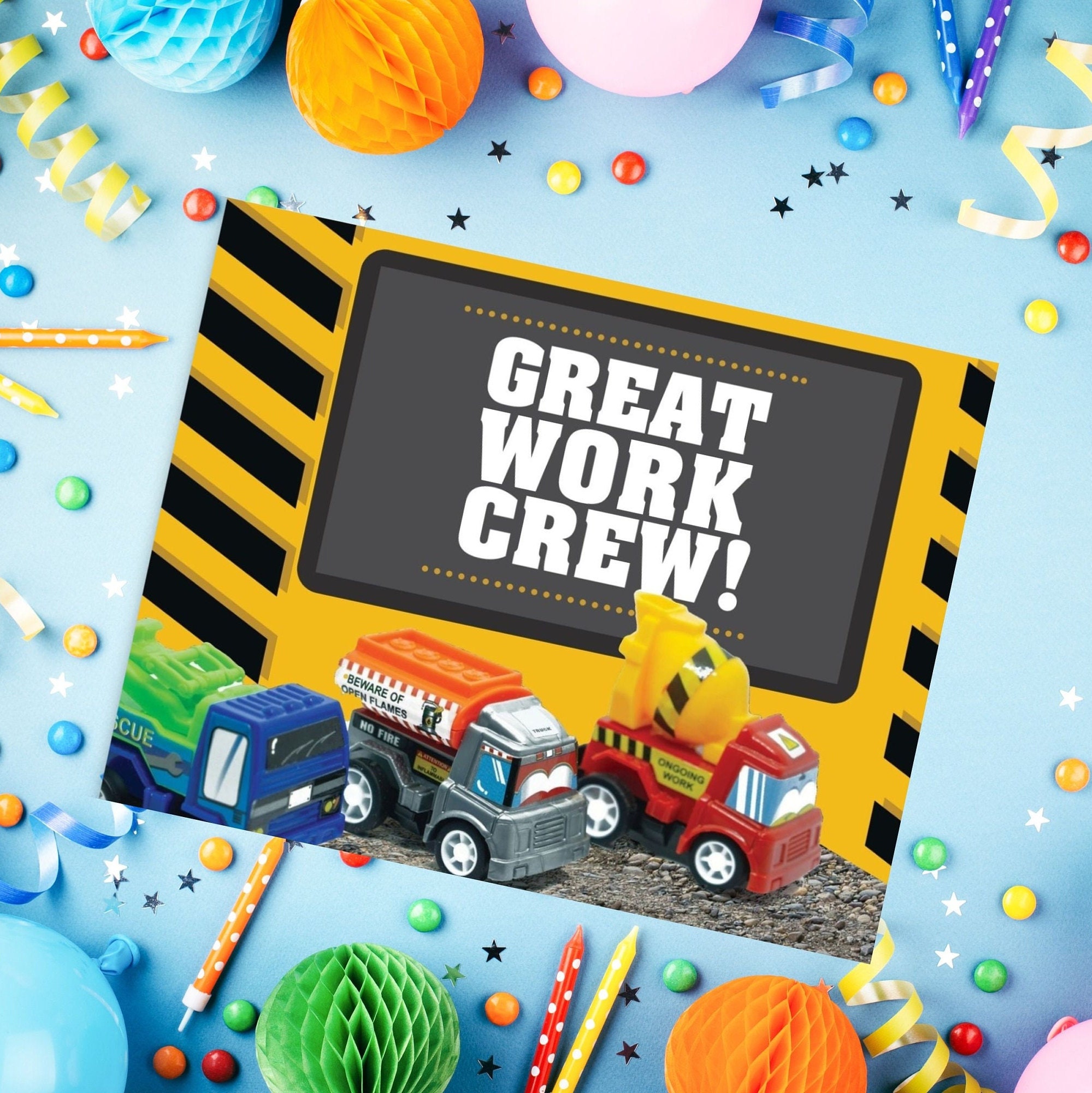 Construction Birthday Thank You Cards: Crew Celebration (canva Design ...