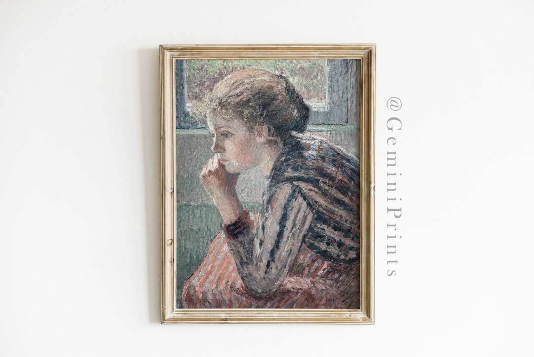Moody Vintage Woman Thinking #1 | Antique Digital Printable Wall Art ...