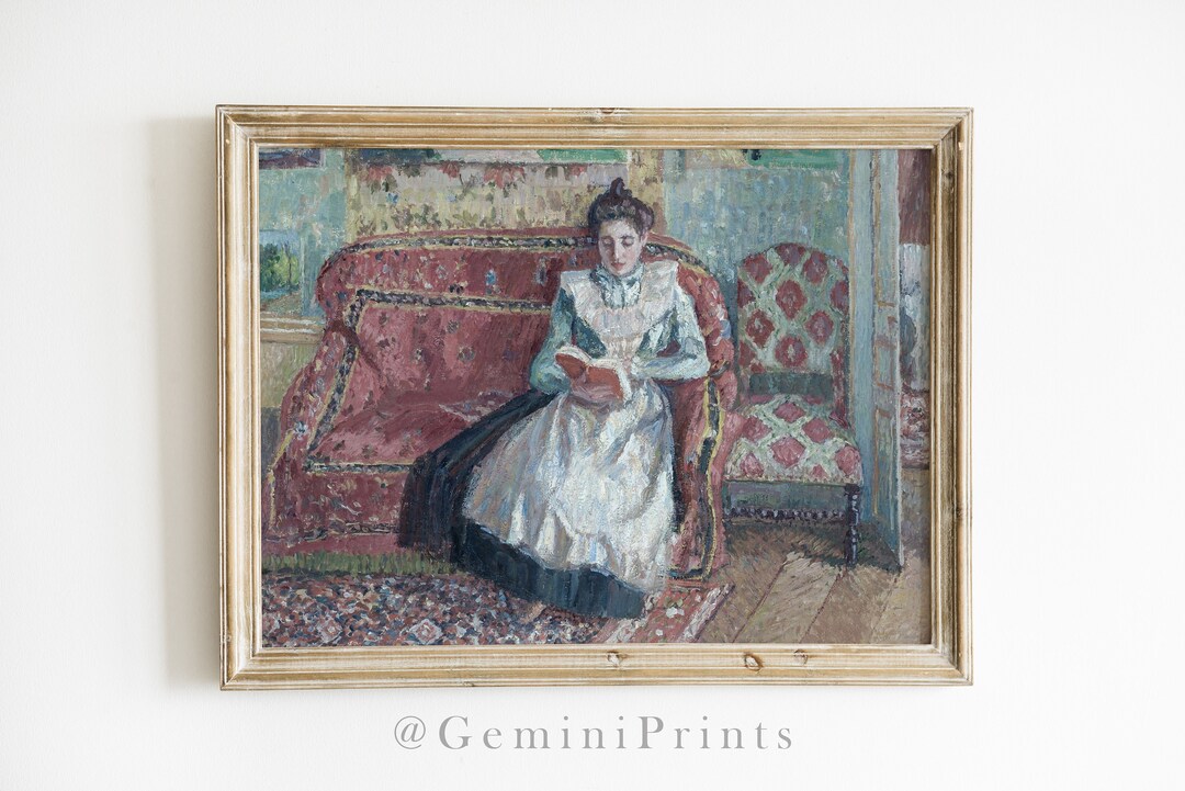 Vintage Moody Woman Reading | Antique Digital Printable Wall Art | 103 ...