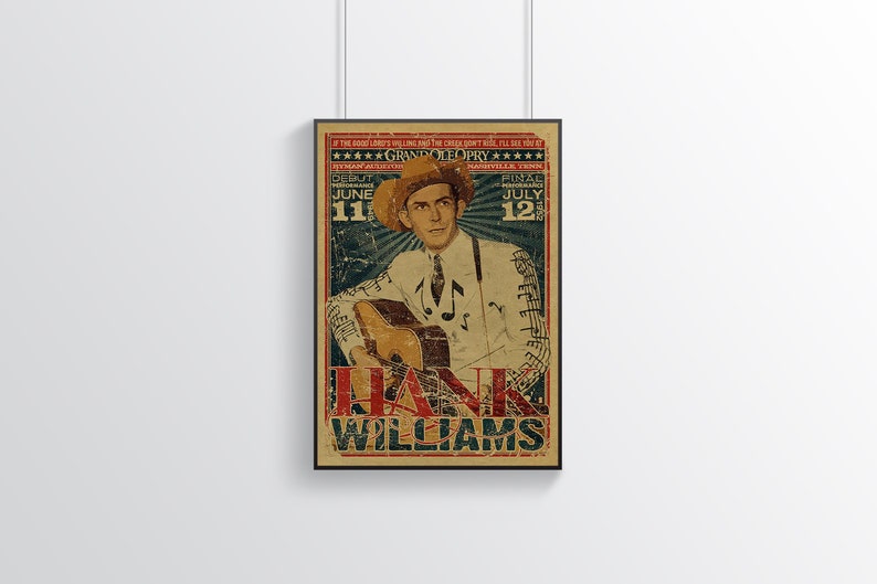 Hank Williams Poster Artist Poster Room Decor Wall Decor Music Decor ...