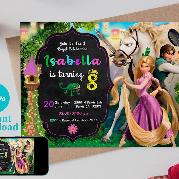 Rapunzel Editable Invitation - Etsy