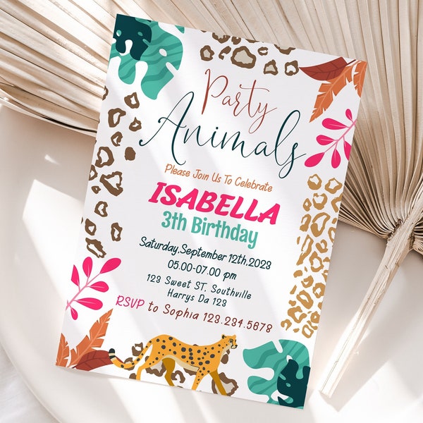 Cheetah Invitations Template - Etsy