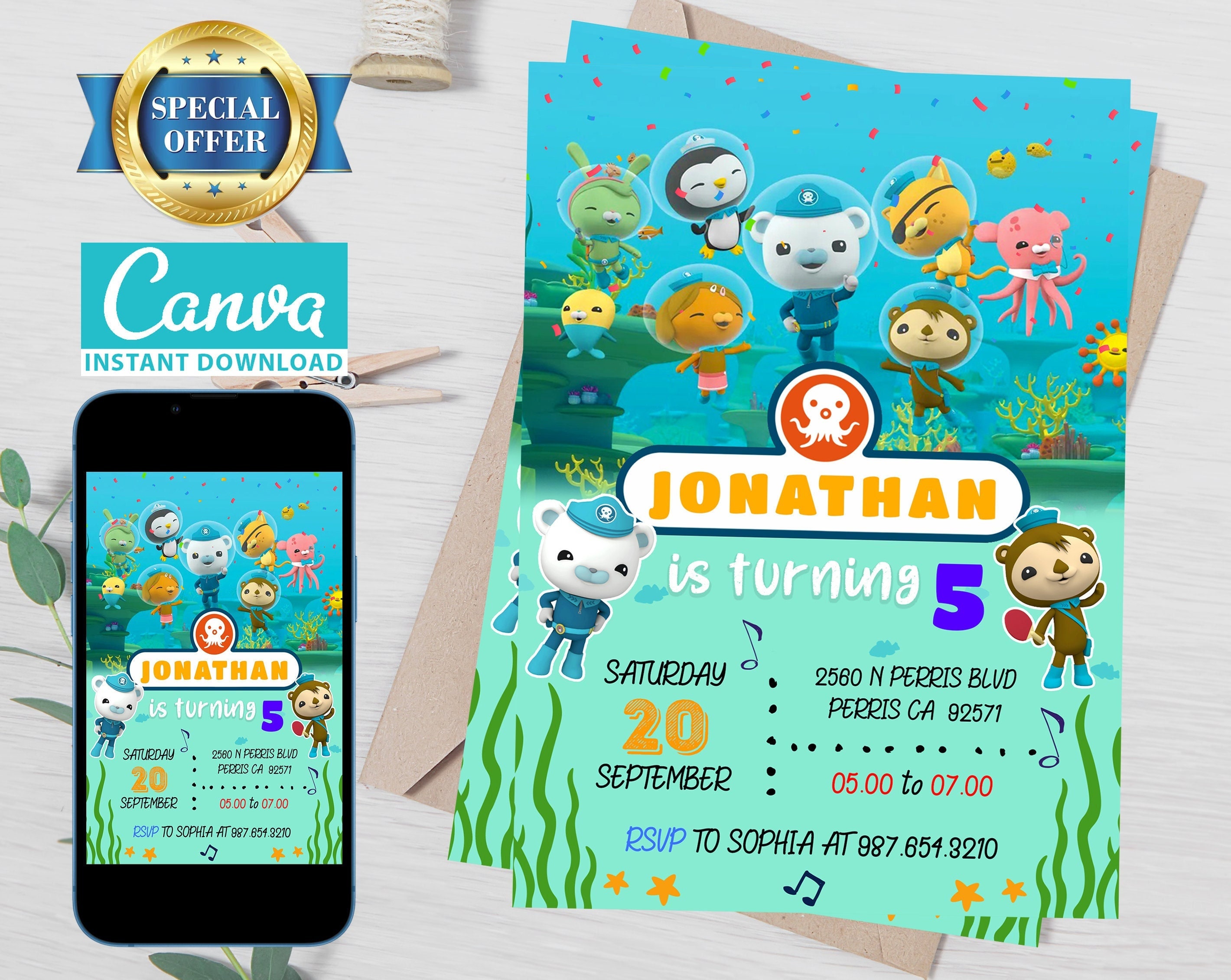 Editable the Octonauts Birthday Invitation Template Printable - Etsy ...