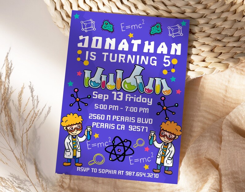 Editable Science Birthday Invitation Template Printable - Etsy