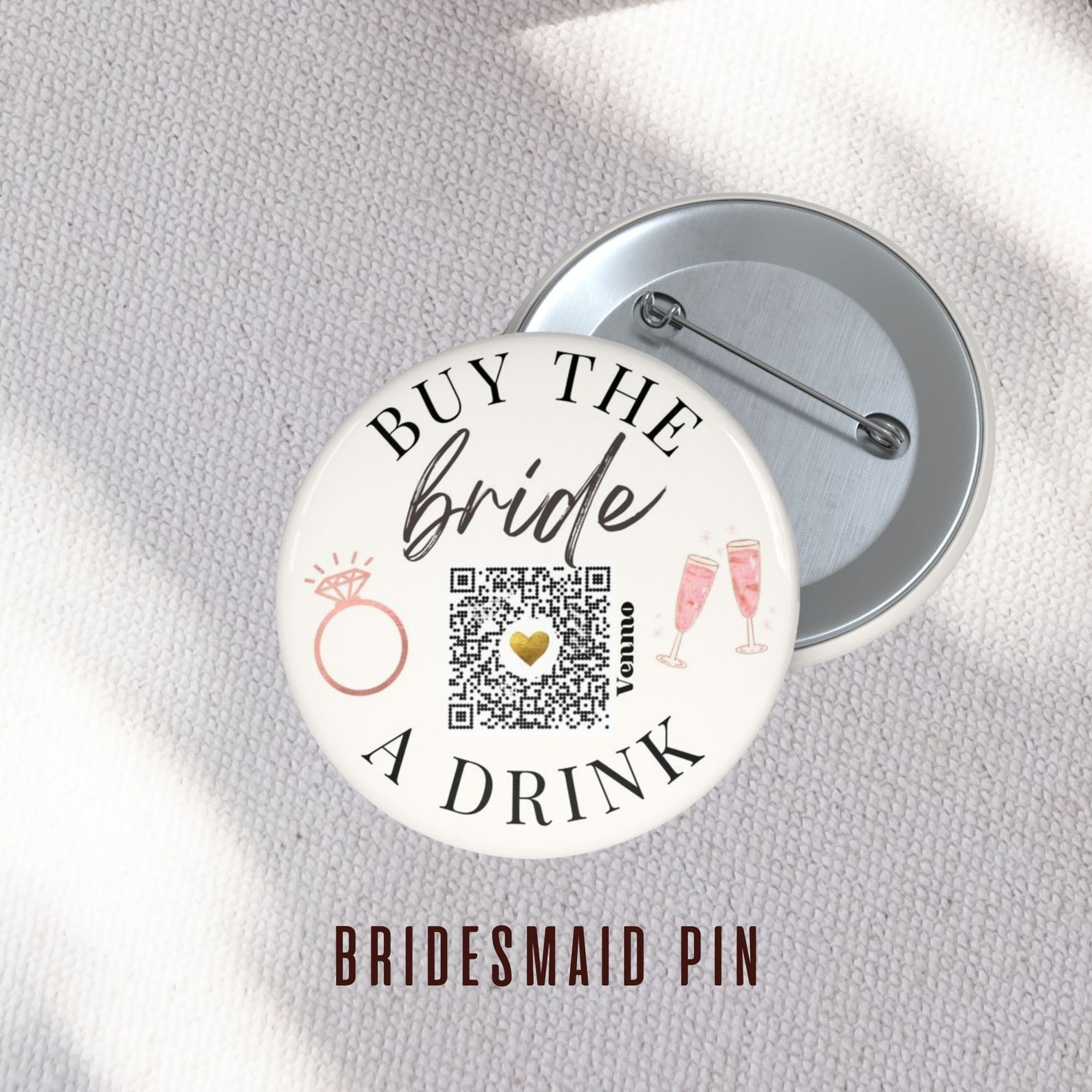 Bachelorette Venmo Button Custom Venmo QR Code Button Buy Bride Drink ...