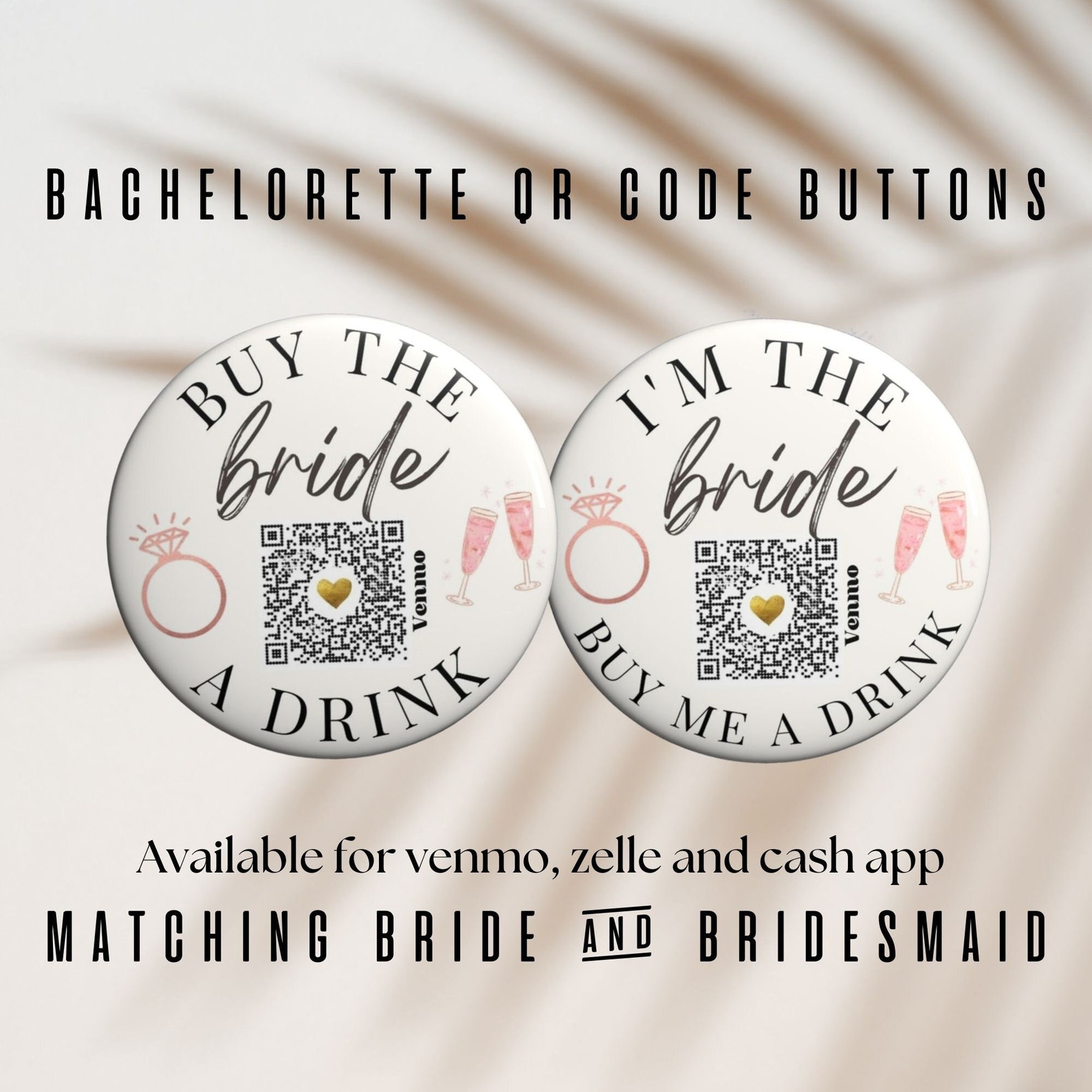 Bachelorette Venmo Button Custom Venmo QR Code Button Buy Bride Drink ...