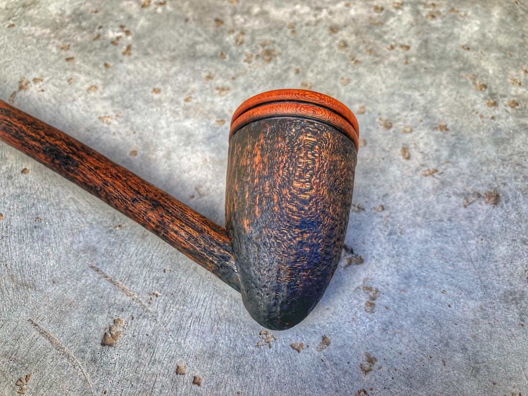Handmade Wizard Pipe: Long Stem Cosplay Tobacco Pipe, Rustic Black ...