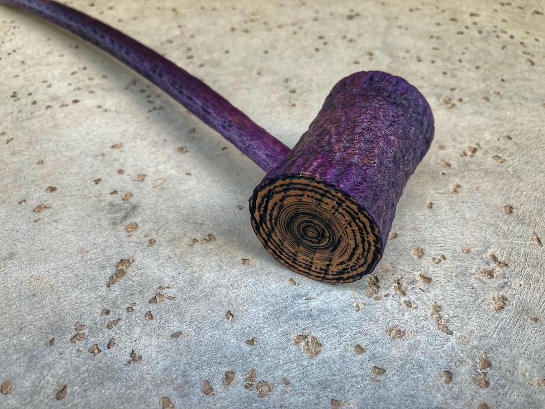 Long Stem Wizard Tree Stump Tobacco Pipe Black and Purple - Etsy